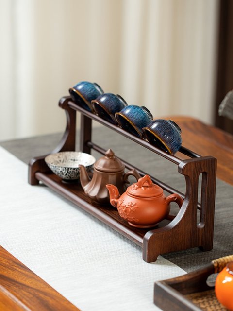 Tea cup rack Chinese small-sized Bogu rack tea set teapot storage rack ...
