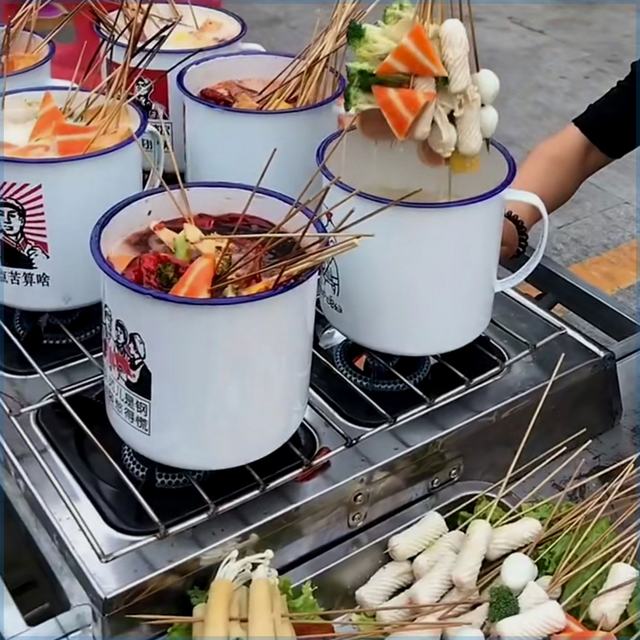Tea vat skewers stall Internet celebrity trolley gas special stove hot ...