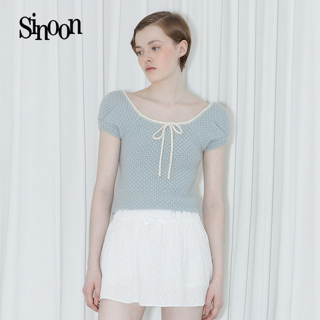 SINOON wool sweater women's puff sleeves 24 new style Korean niche designer brand Zhang Yuanying ...