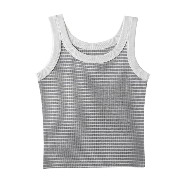 Camisole for women's outer wear summer thin striped breast-covering ...