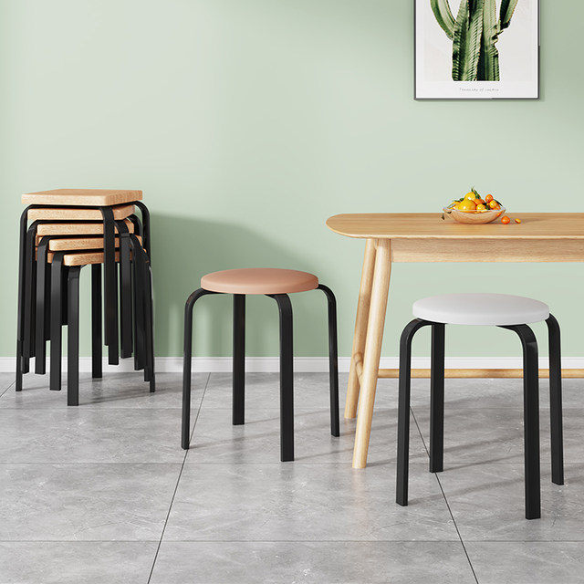 Iron home round stool stackable living room dining table chairs modern ...