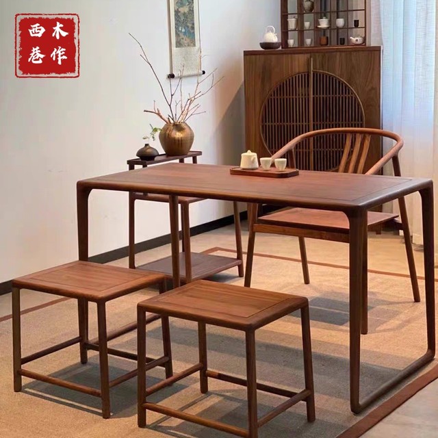 Black walnut tea table new Chinese balcony tea table and chair ...