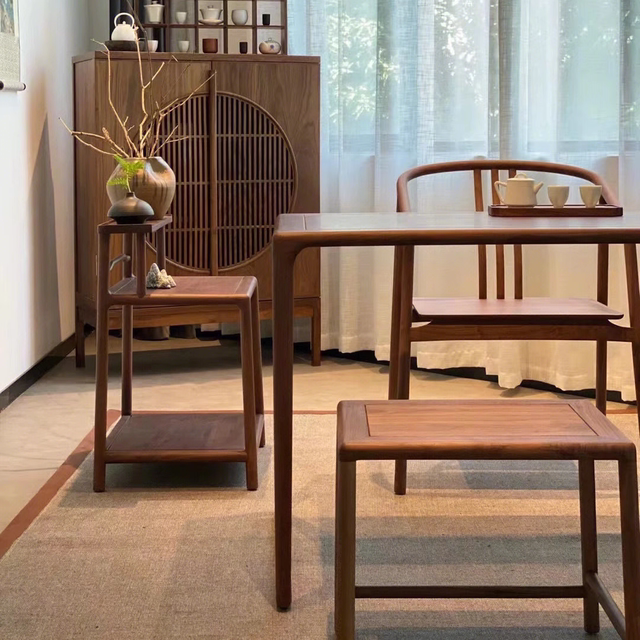 Black walnut tea table new Chinese balcony tea table and chair ...