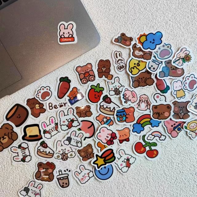 50 chocolate bear and little rabbit cute little nose stickers ...