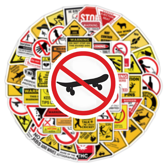 100 new warning signs, learning cognitive puzzle logo graffiti stickers ...