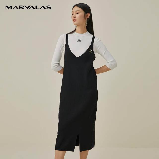 Mande Shi knitted dress female outside 2024 autumn new sleeveless long ...