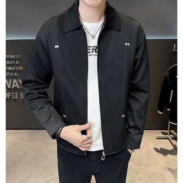 SEABASS spring new design sense solid color lapel jacket male handsome ...