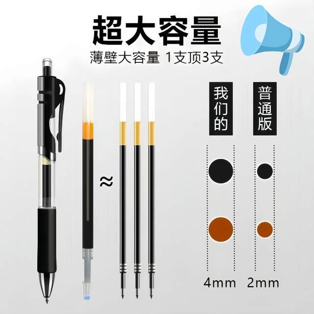 Press the neutral pen core 0.5mm Black students with a black pen core ...