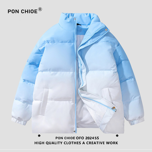 ponchioe gradient color down cotton coat for men and women winter ...