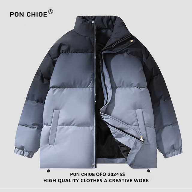ponchioe gradient color down cotton coat for men and women winter ...
