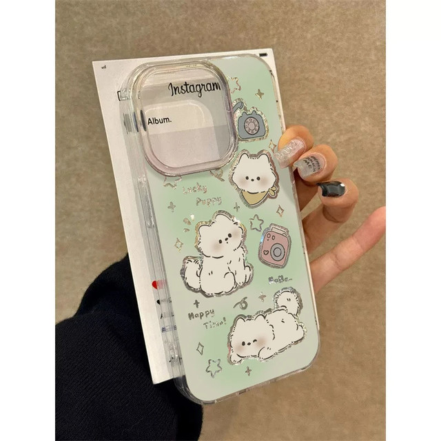 Mint green little white dog women's new model suitable for Apple 16 ...