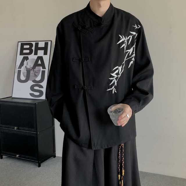 New Chinese -style men's clothing Chinese style embroidery stand -up ...