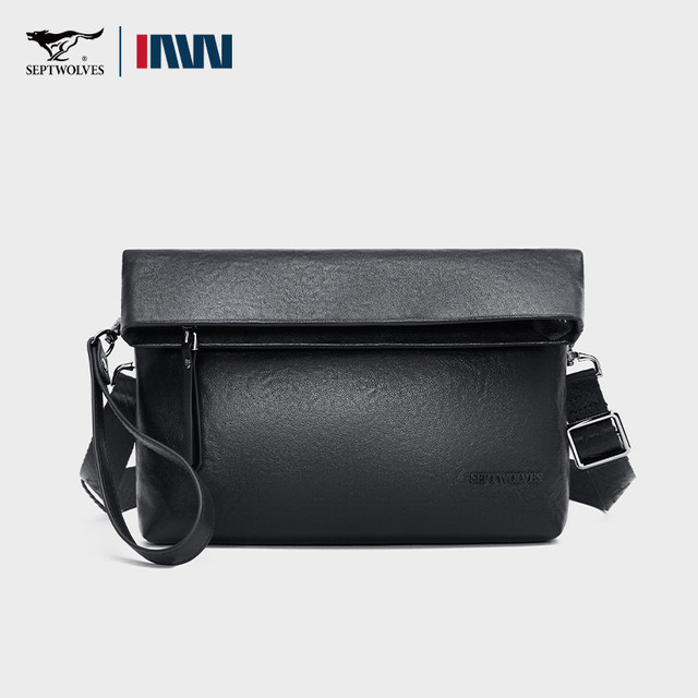 Septwolves lightweight crossbody bag men's new first-layer cowhide ...