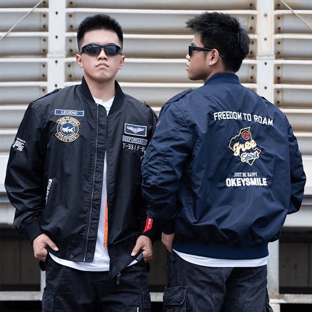 UOD trendy brand flight jacket men's retro embroidered MA-1 baseball ...