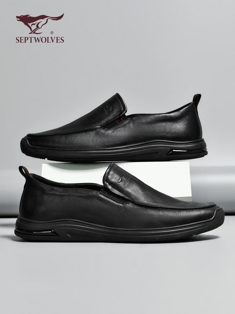 Seven wolf leather men's shoes spring and autumn new soft bottom ...