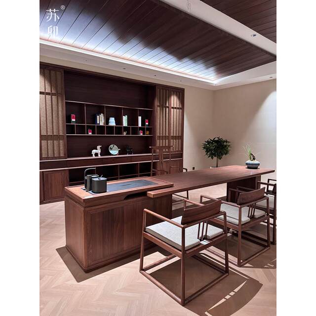 Su Mao tea table and chair combination solid wood tea table Zen style ...