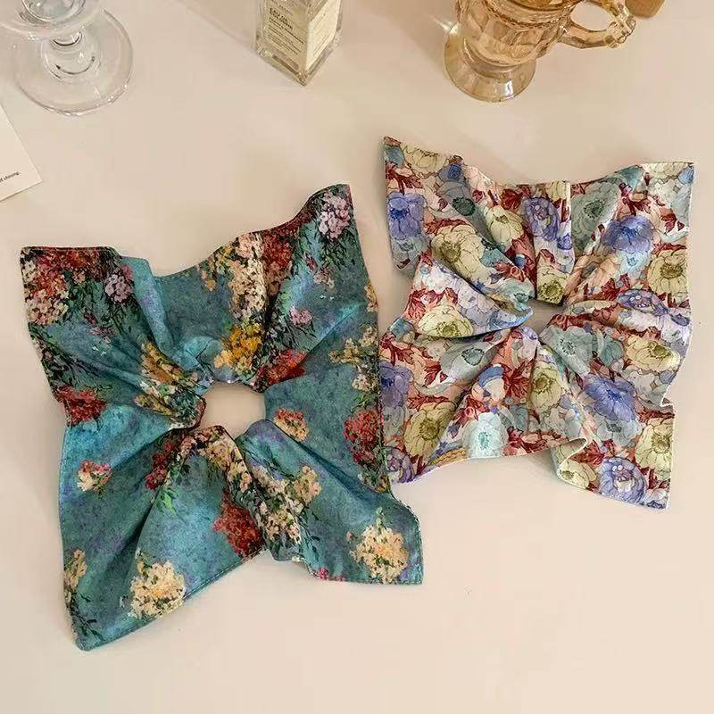 Monet Garden ~ French floral square scarf large intestine hair circle ...