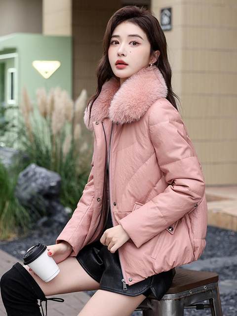 Haining leather down jacket female short 2024 winter new small leather ...