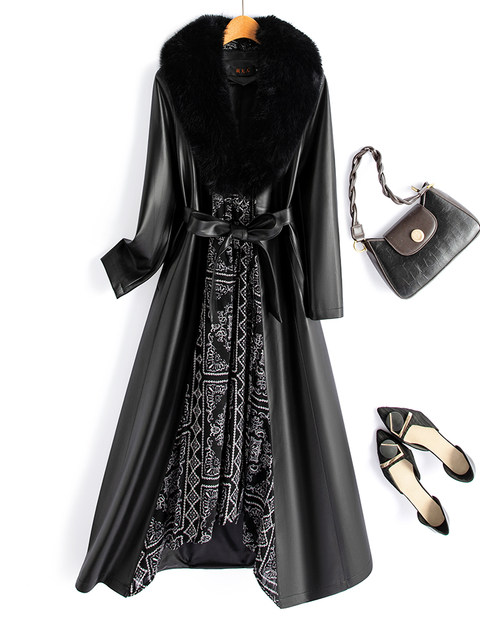 Haining leather leather jacket female medium long model 2024 autumn and ...