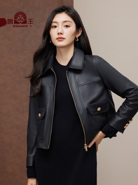 Beast King single leather jacket for women 2024 autumn new short slim ...