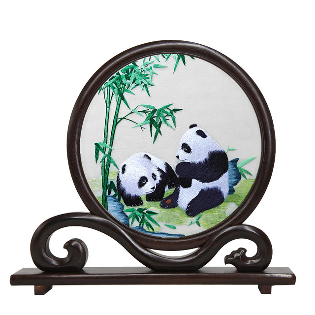 Shu embroidery panda double-sided embroidery ornaments Chinese ...