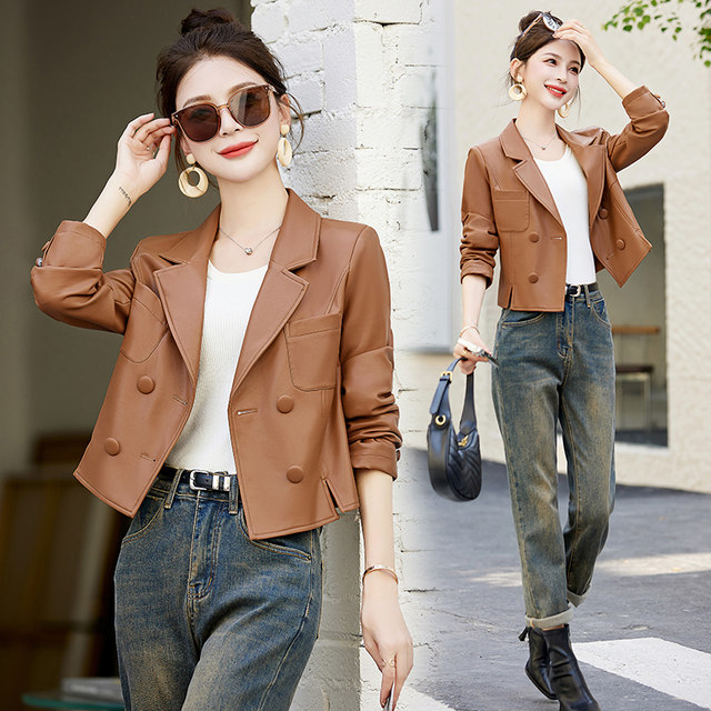 Small leather jacket female spring and autumn 2024 new models this year ...