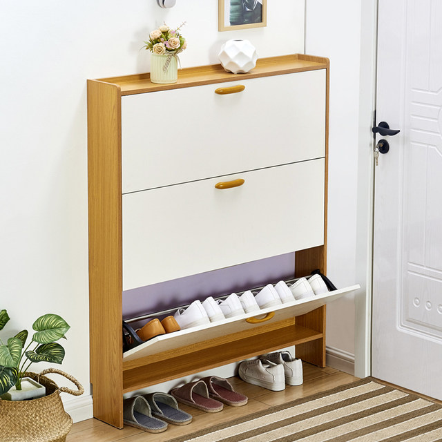 Ultra-thin shoe cabinet 17cm assembled economical home door multi ...