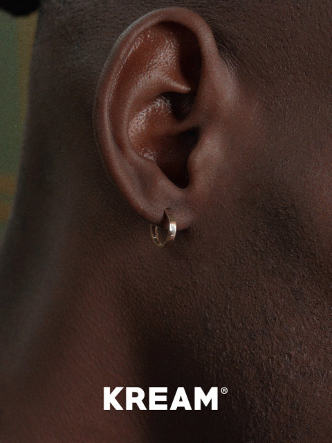 KREAM 10K real gold earrings, earrings, hip-hop, same style for men and women, gold earring ...