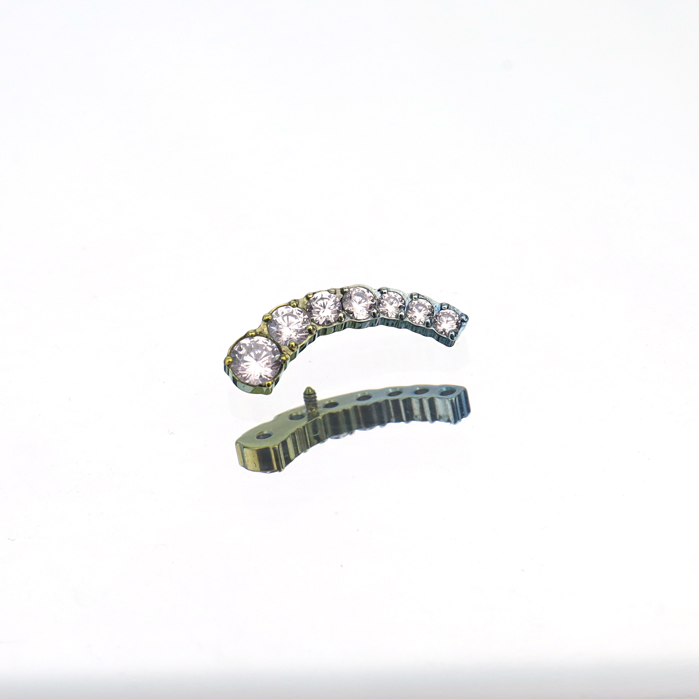 ShinmaF-136 Titanium Alloy Curved Zircon Gradient Anodized Lip Nail Ear ...