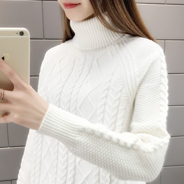 Autumn and winter new style thickened warm twist high collar inside ...