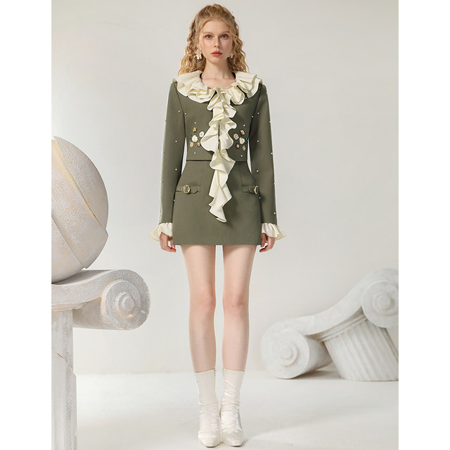 Stubble romantic leisure style set 2024 autumn new lotus leaf edge ...