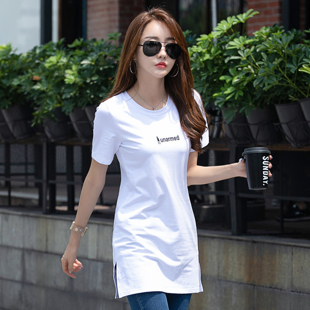 Short-sleeved, mid-shoulder, mid-length t-shirt for women, 2024 new ...