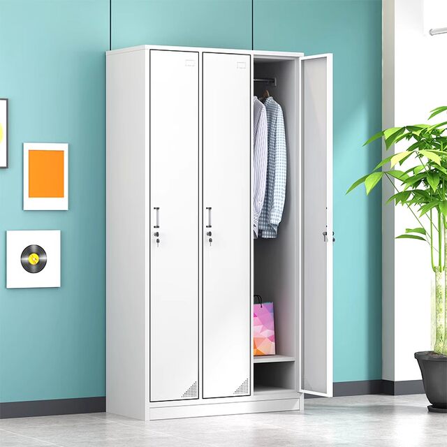 Thickened three-door locker iron wardrobe office bathroom gym dormitory ...