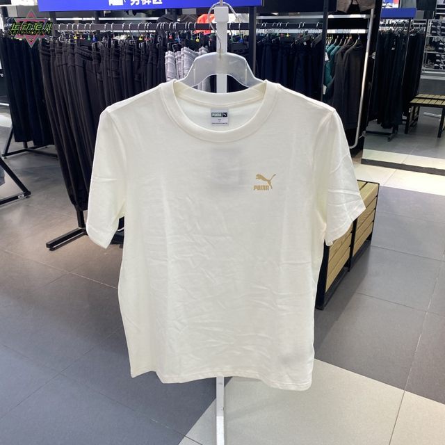 Genuine PUMA Puma gold LOGO breathable round neck men's and women's ...