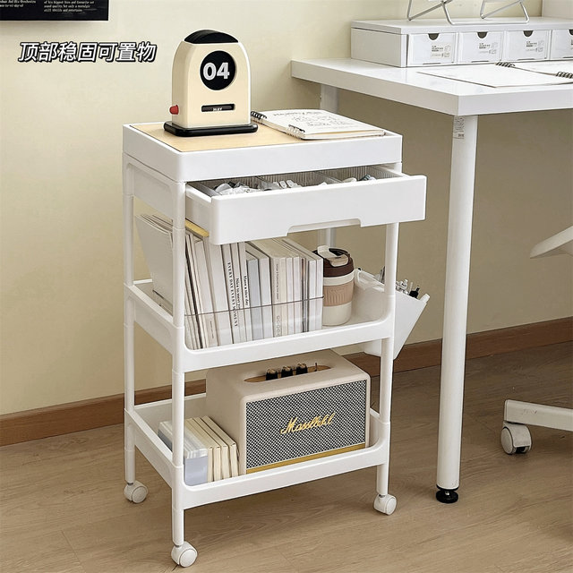 Bookshelf rack floor-standing desk removable wheeled trolley book ...