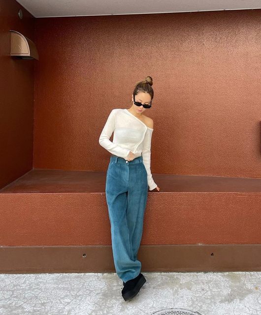 Unique SEI Korean style personalized design slanted neck off-shoulder ...