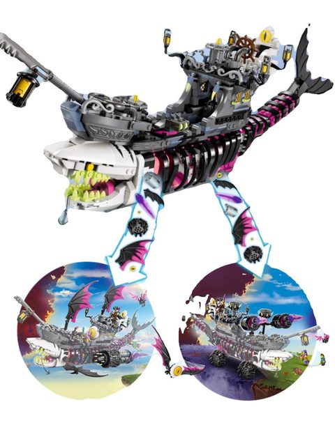 Dream City Hunter Series 71469 Shark Pirate Ship Building Blocks Boy ...