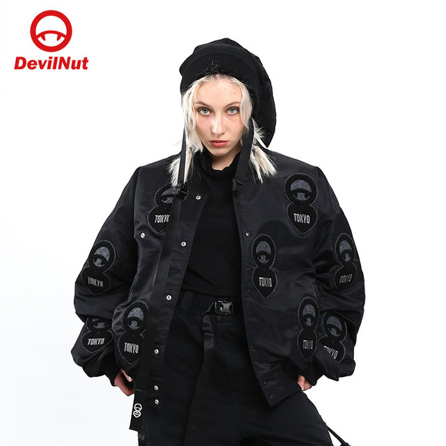 DEVILNUT trendy brand Devil 21 autumn and winter new men's and women's couple retro baseball ...