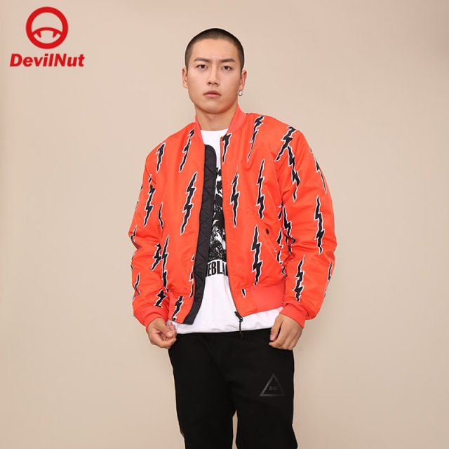 DEVILNUT trendy brand Devil DN-BIBH velvet double-sided flu jacket MA1 ...