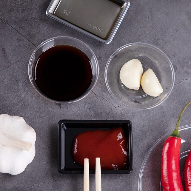 Petunia 40ml disposable plastic sauce condiment dumpling plate with ...