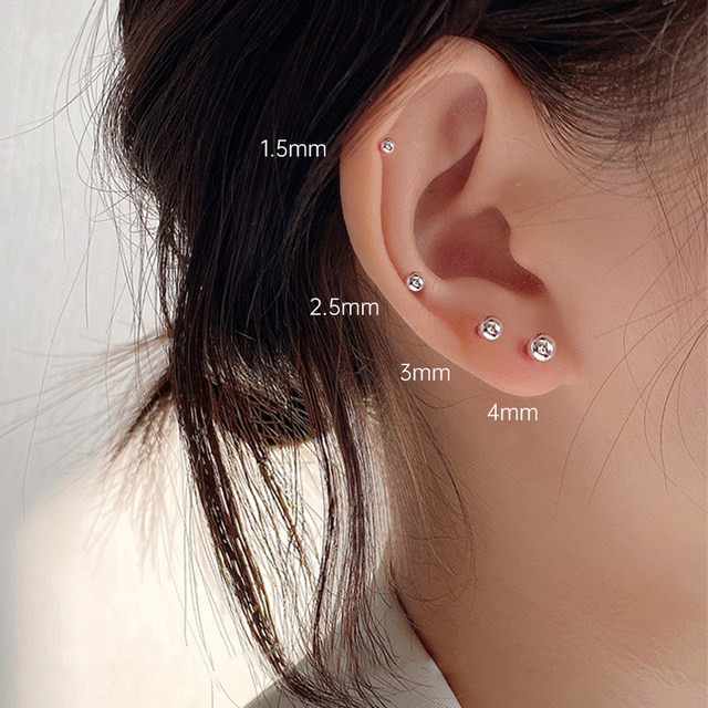 Genuine 999 sterling silver earrings for women, ear piercings, small ...