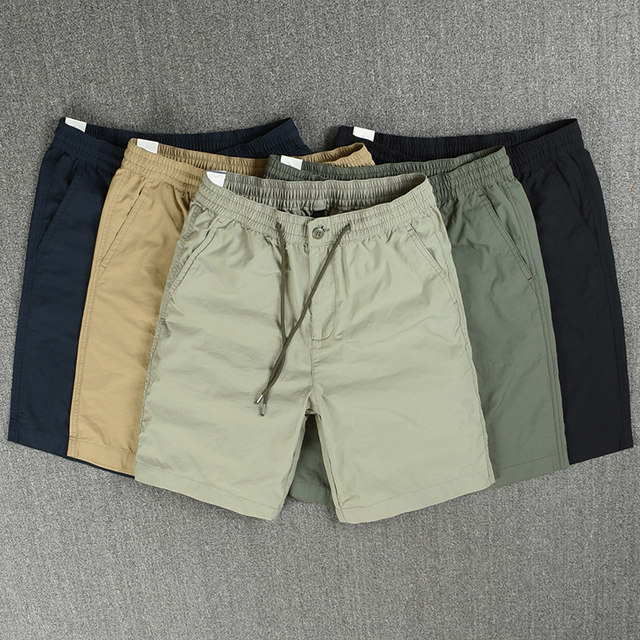 Summer thin casual short pants men's loose straight tube water washing ...