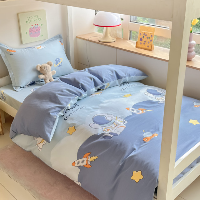 College student dormitory bedding high school three-piece set pure ...