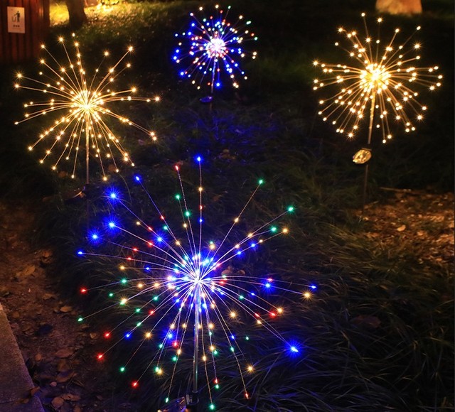 LED solar fireworks lights outdoor courtyard garden lawn lights ...