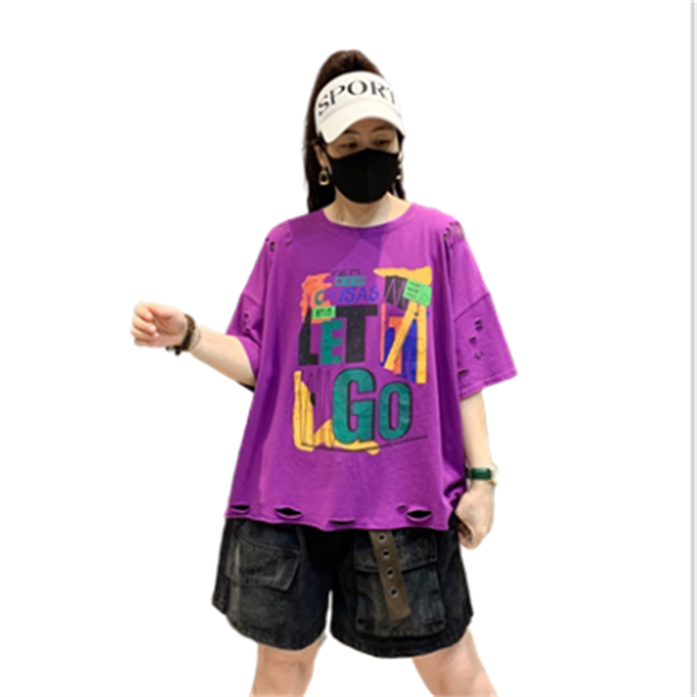 Short-sleeved T-shirt for women 2023 summer new style retro printed ...