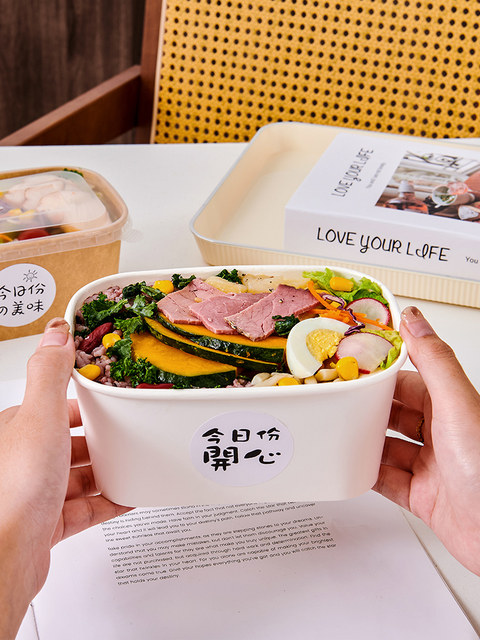 Disposable lunch box food grade kraft paper rectangular square box ...