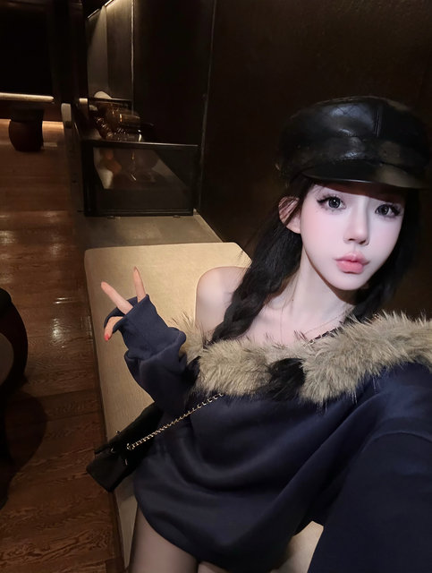 Eva Junjun Jiang Korean simple temperament imitation fox fur one ...