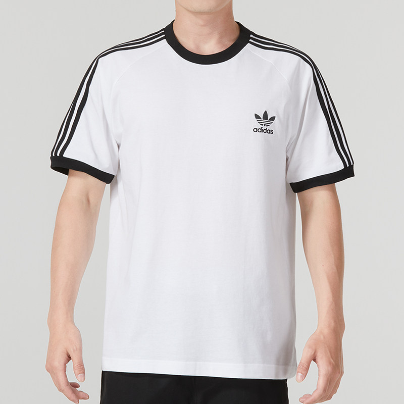 Adidas Clover Men's Summer New Black and White Classic Three-Bar ...