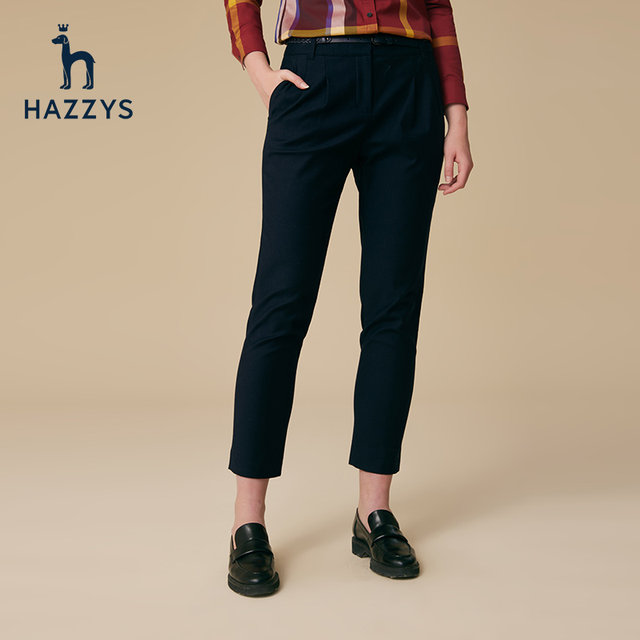 Hazzys Haggis Women's Casual Pants Official Autumn Straight Pants Slim Ninth Pants Women