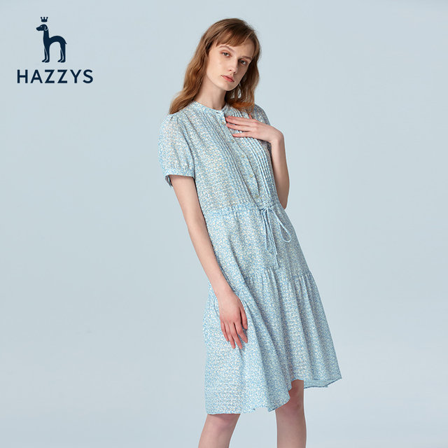 Hazzys Haggis counter summer new short-sleeved floral dress women's fashion casual women's ...